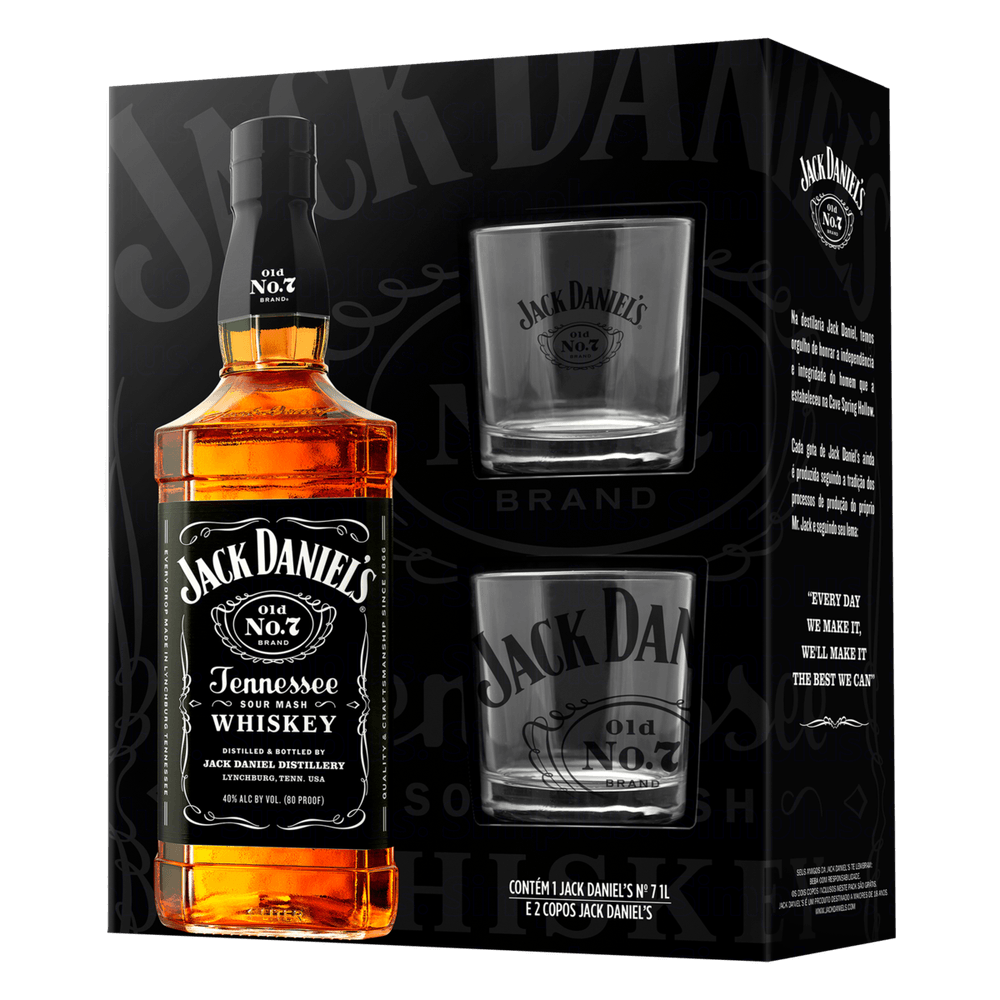KIT WHISKY JACK DANIELS 1L+ 2 COPOS - Atacadista Super Adega